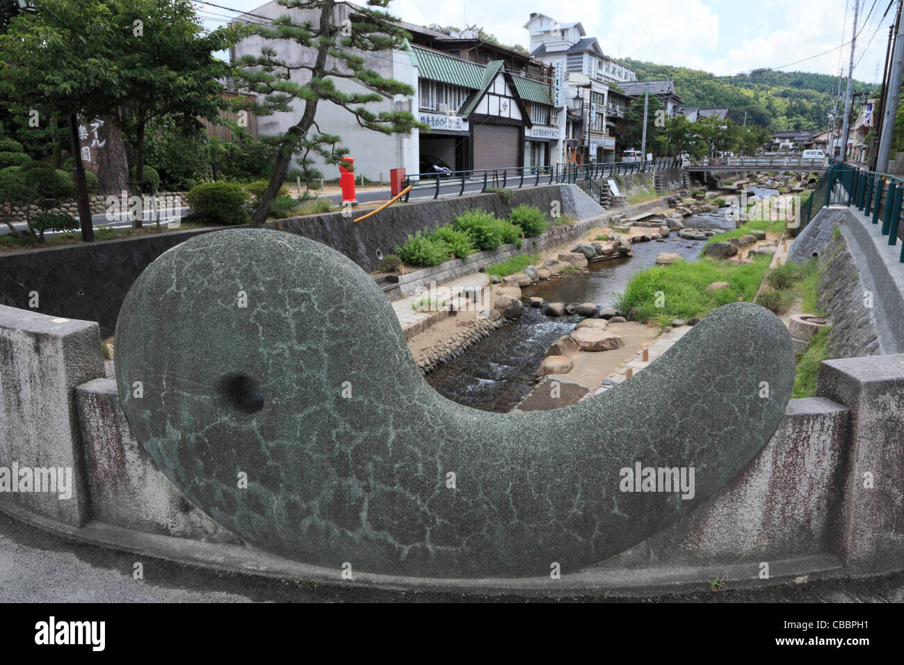 Tamatsukuri Onsen and Magatama Bridge, Matsue, Shimane, Japan Stock ...