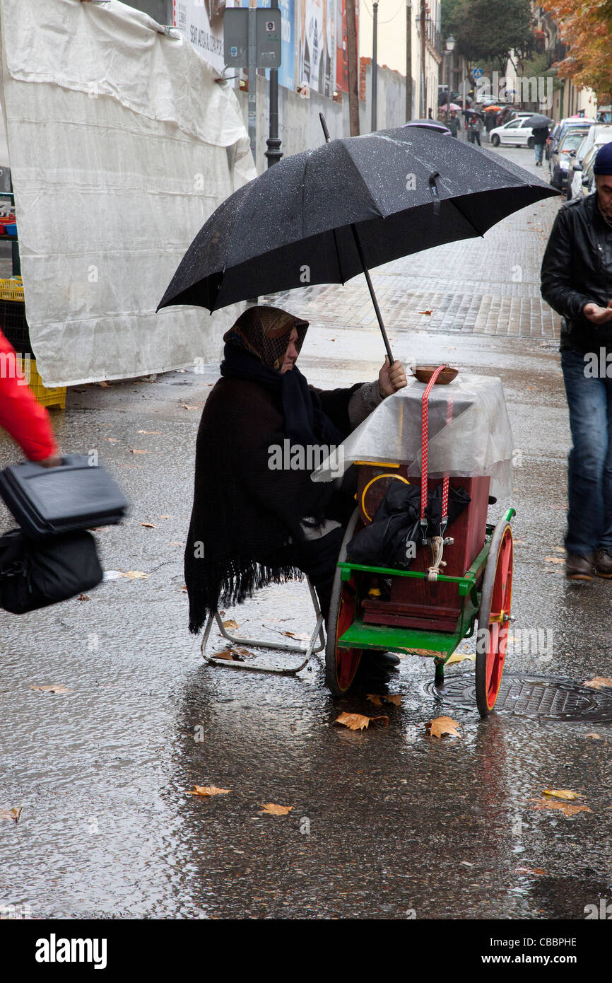 woman playing music in the rain Stock Photo - Alamy
