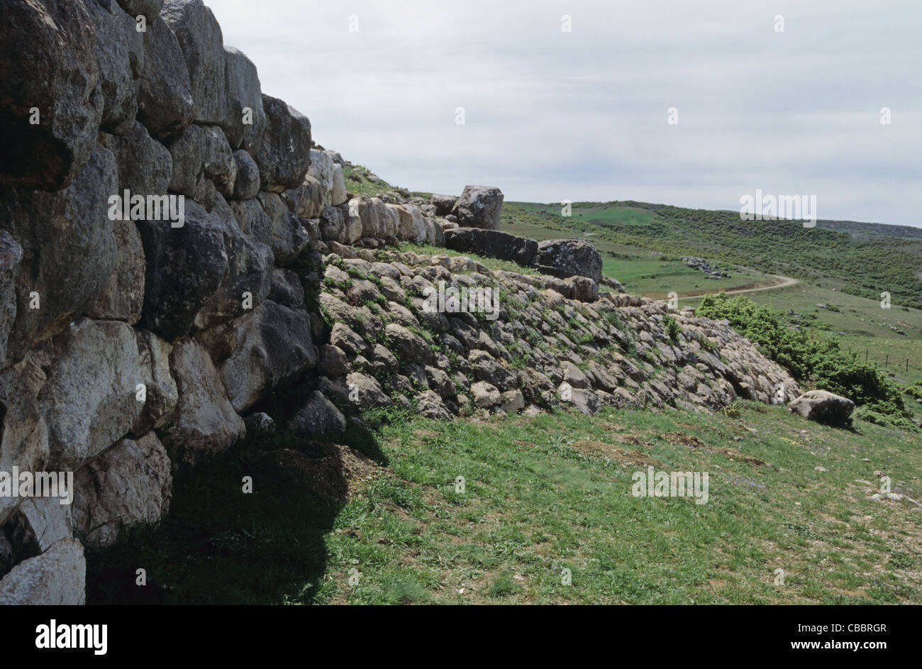 Outer wall with defensive slope (Glacis), Lions Gate, Hattusa, Boğazköy ...