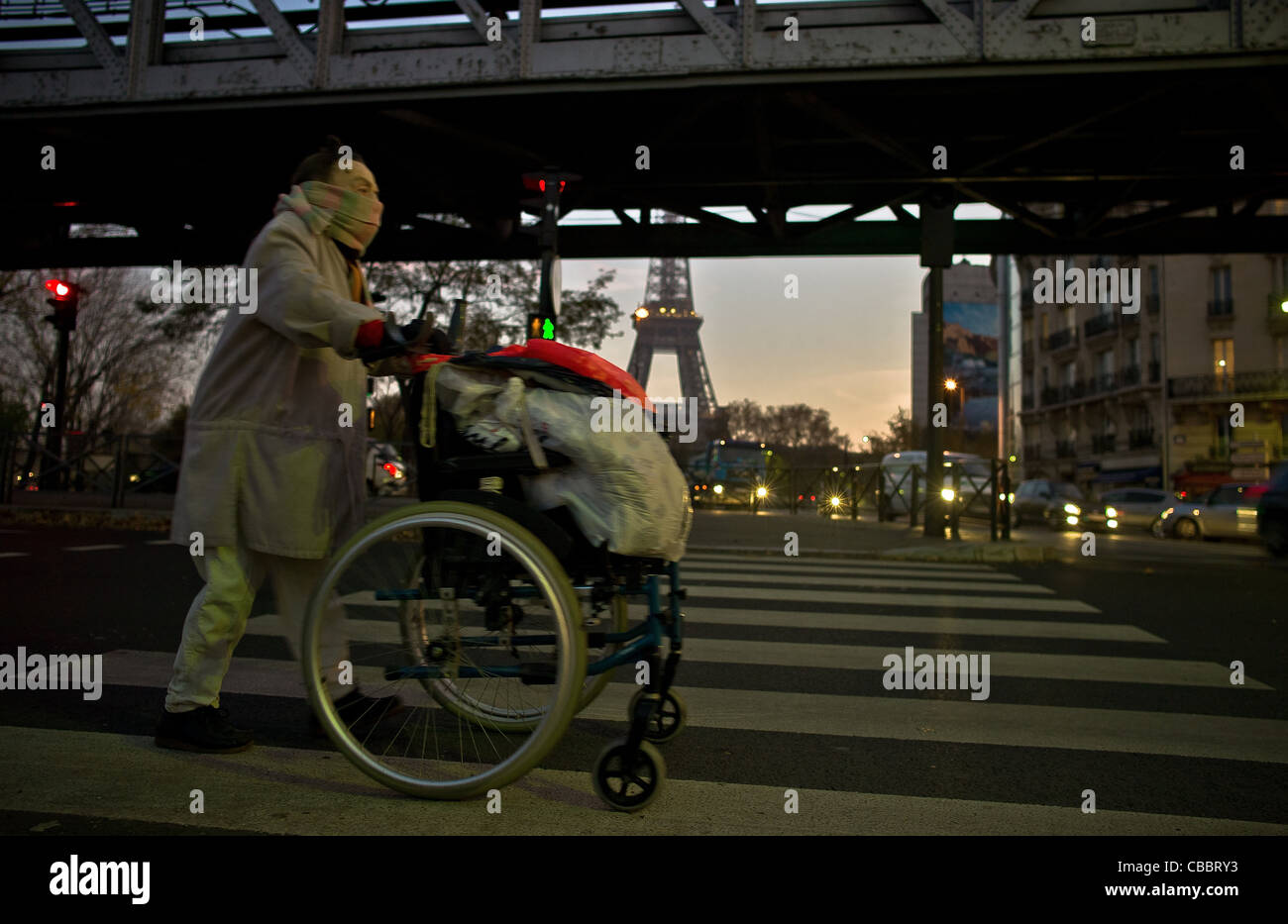 Urban misery, Scene of daily life in Paris, poverty and loneliness ...