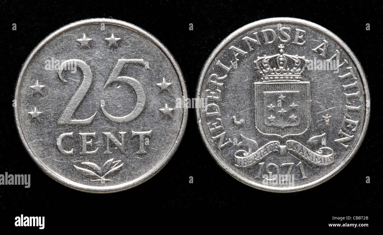 25 cents coin, Netherlands Antilles, 1971 Stock Photo - Alamy
