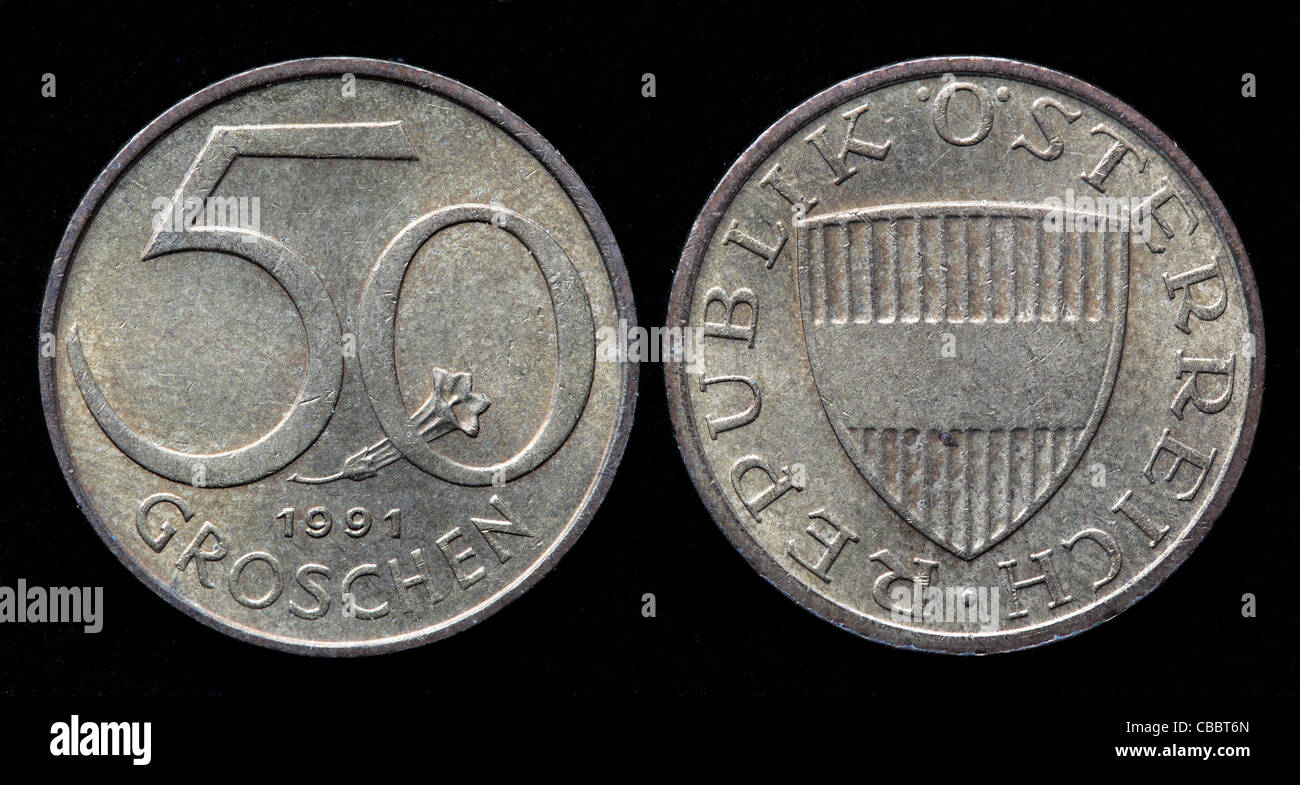 50 Groschen coin, Austria, 1991 Stock Photo - Alamy