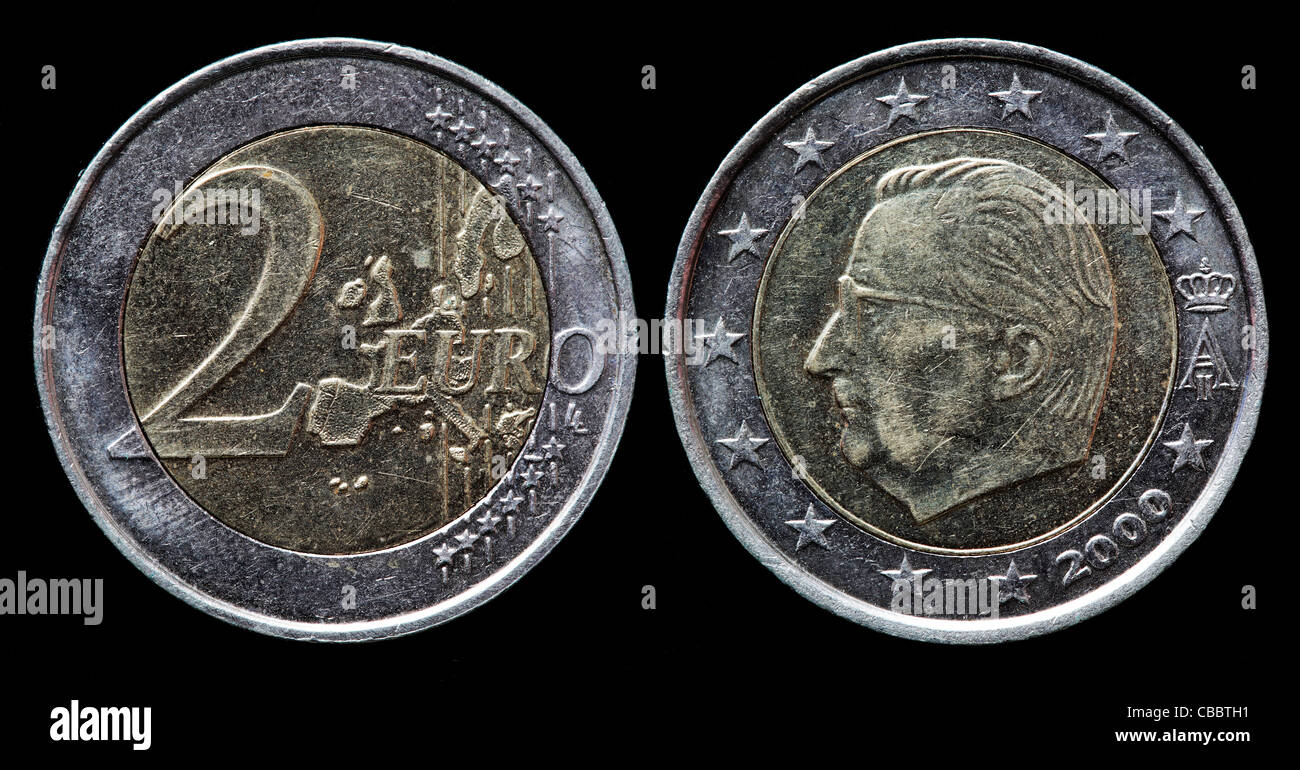2 Euro coin, Belgium, 2000 Stock Photo - Alamy