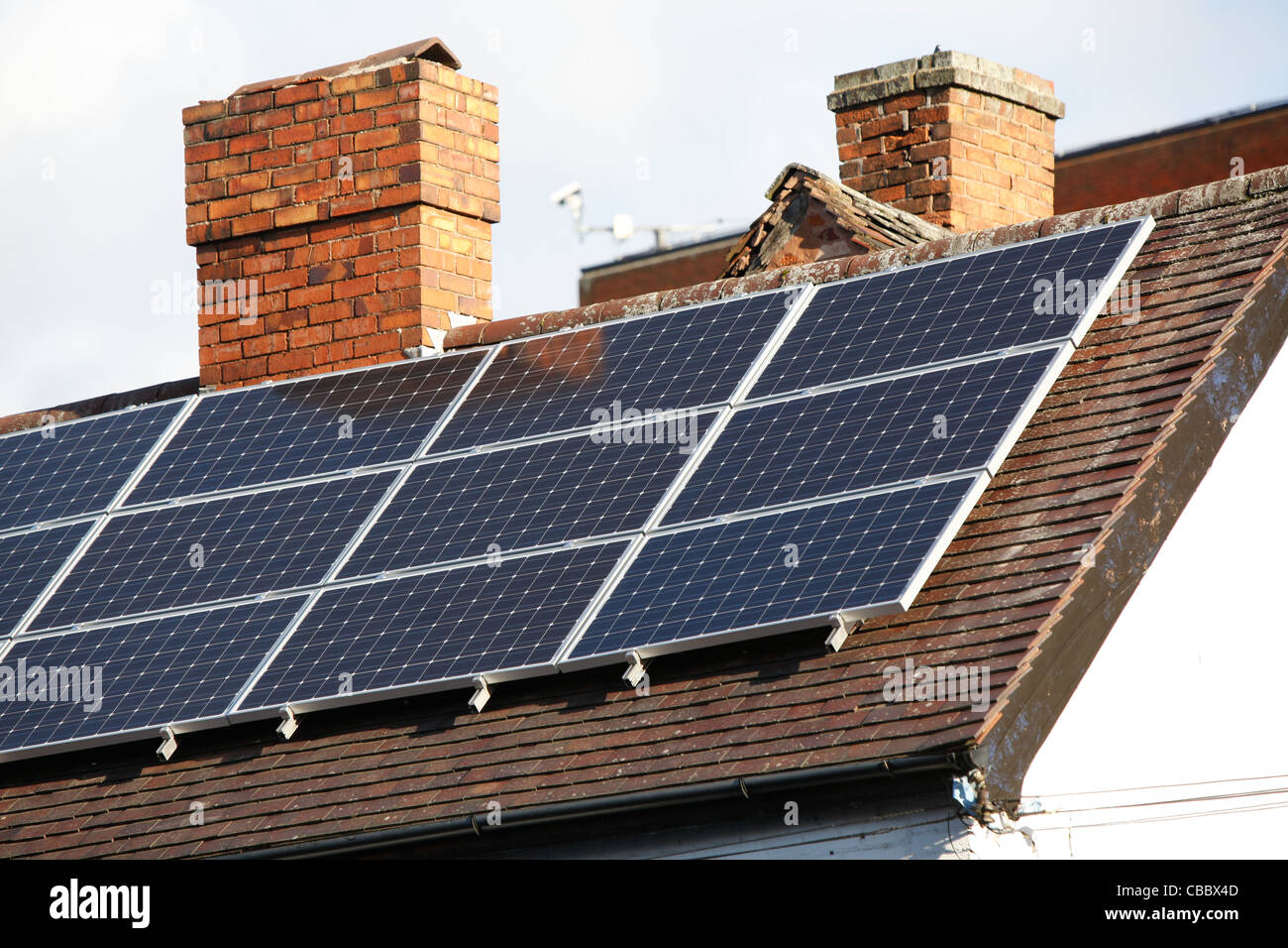 Newly installed solar panel array,to generate renewable energy from the ...