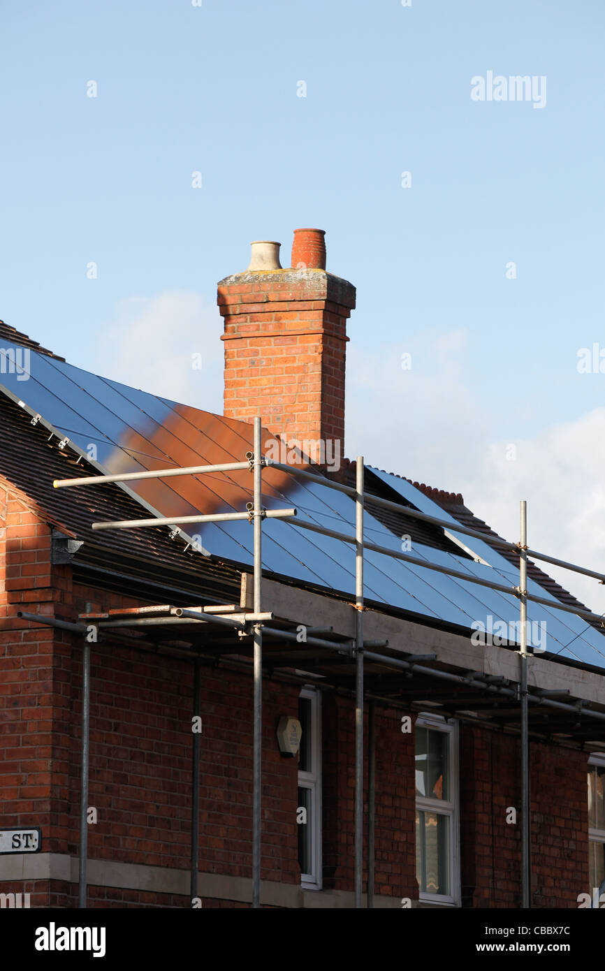 Newly installed solar panel array,to generate renewable energy from the ...