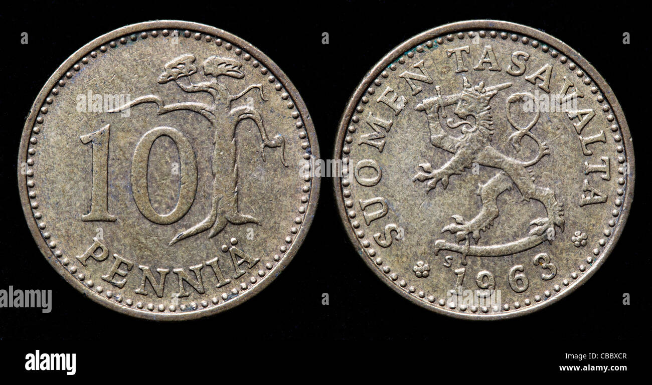 10 pennia coin, Finland, 1963 Stock Photo - Alamy