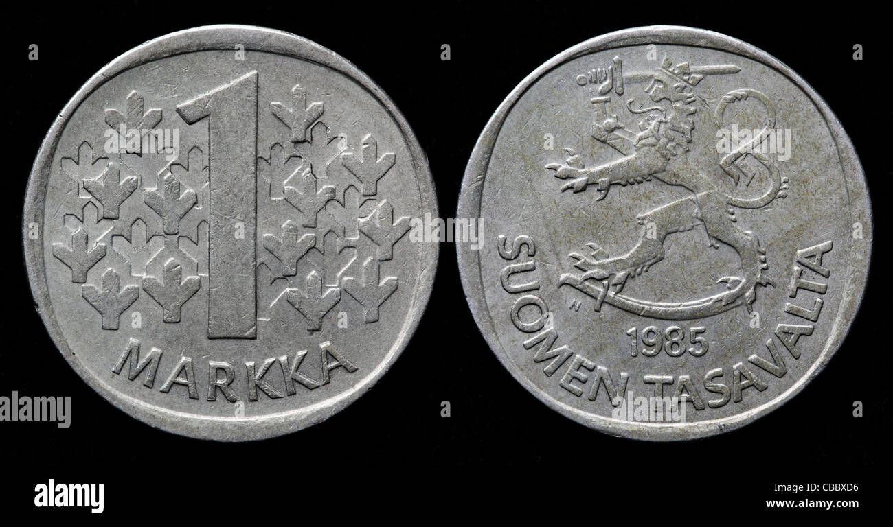 1 Markka coin, Finland, 1985 Stock Photo - Alamy