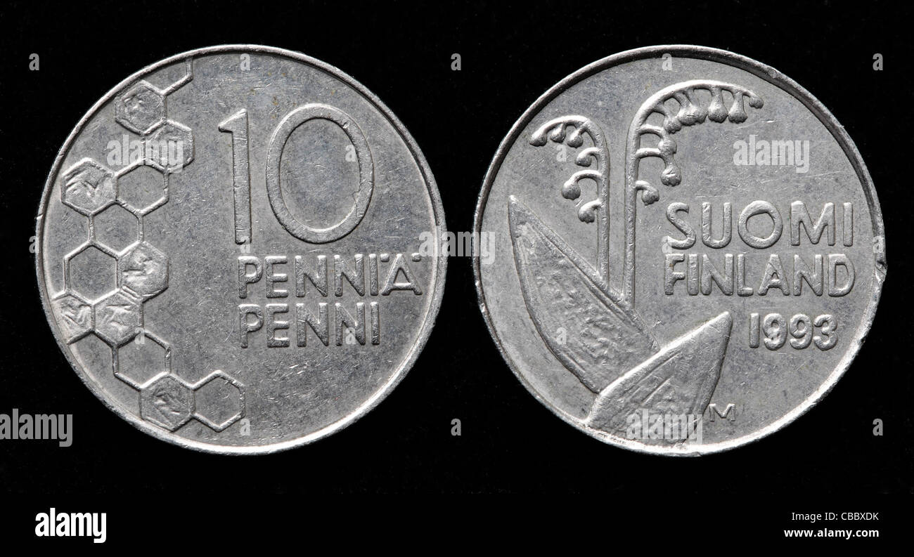 10 pennia coin, Finland, 1993 Stock Photo - Alamy