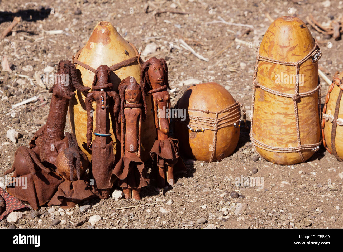 Africa, Namibia, Opuwo. Traditional Himba crafts for sale. Credit as ...