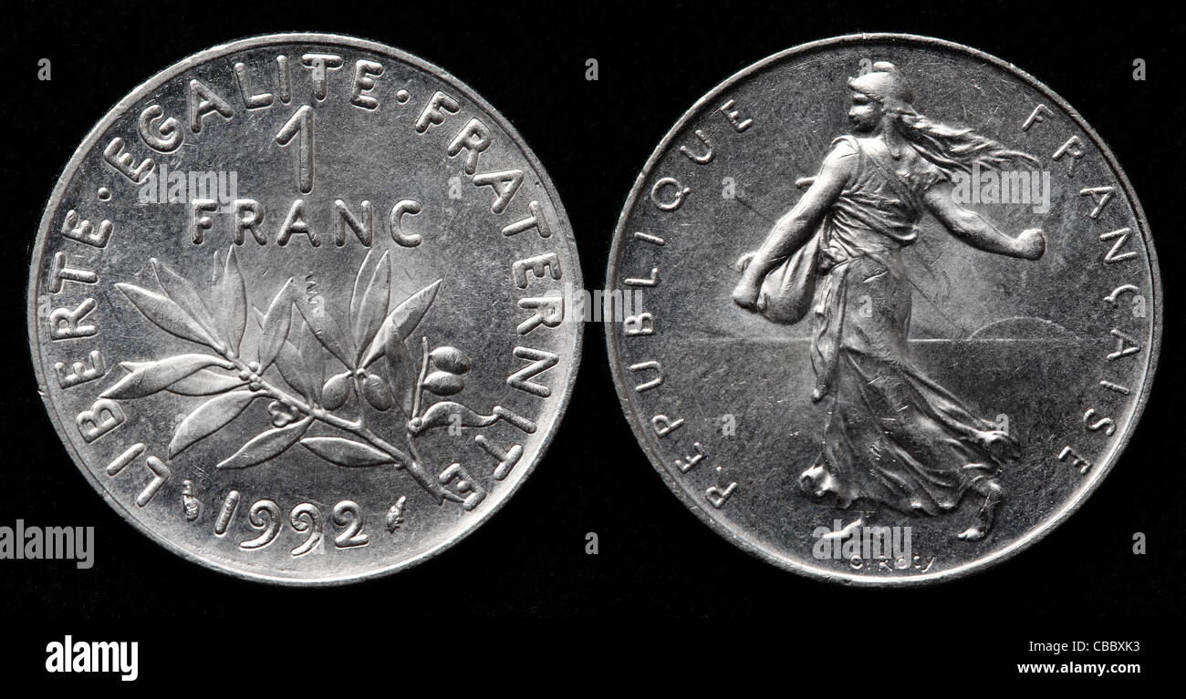 1 Franc coin, France, 1992 Stock Photo - Alamy
