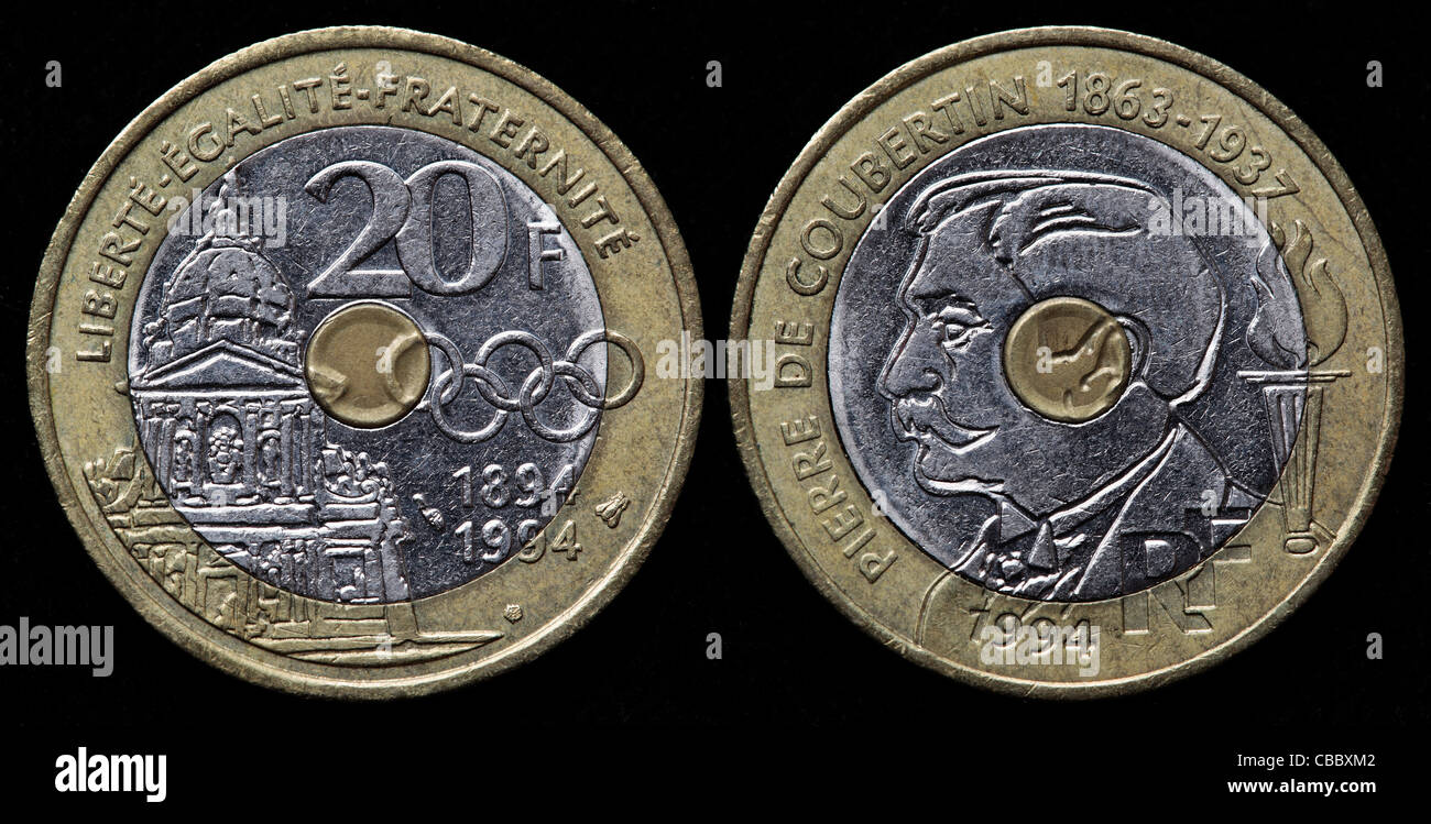20 Francs coin, France, 1994 Stock Photo - Alamy