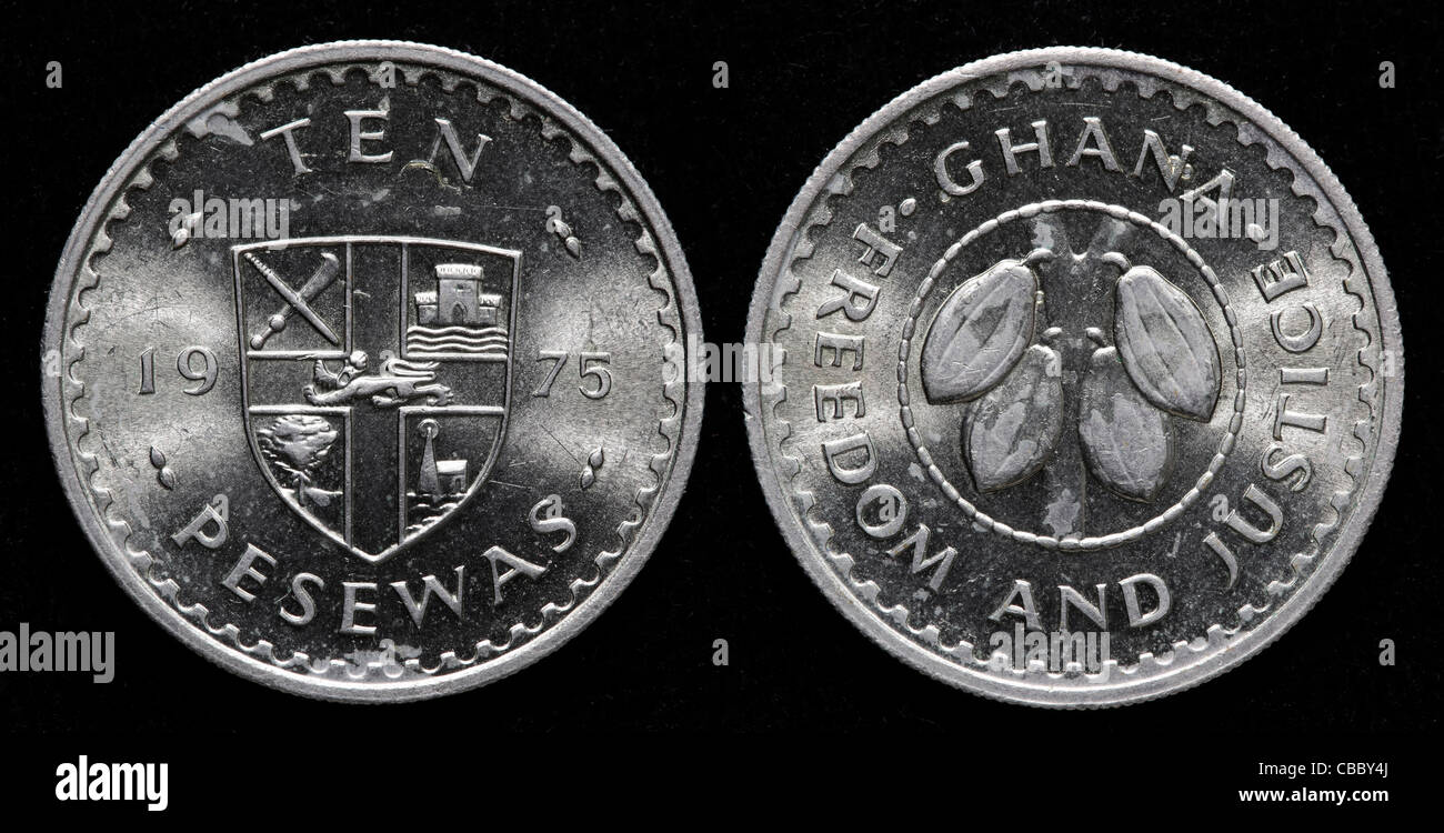 10 Pesewas coin, Ghana, 1975 Stock Photo - Alamy