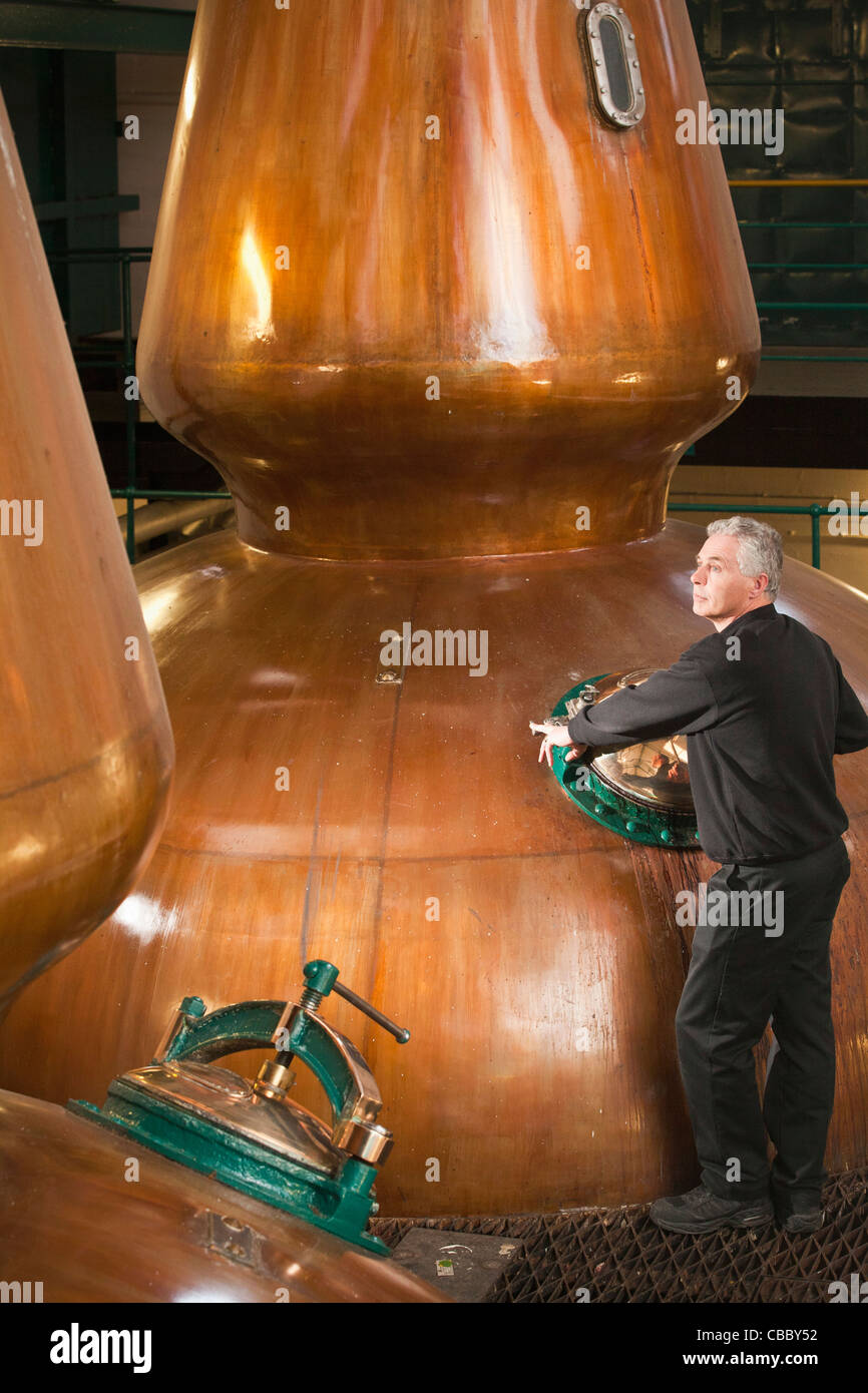 Worker in whisky distillery Stock Photo - Alamy
