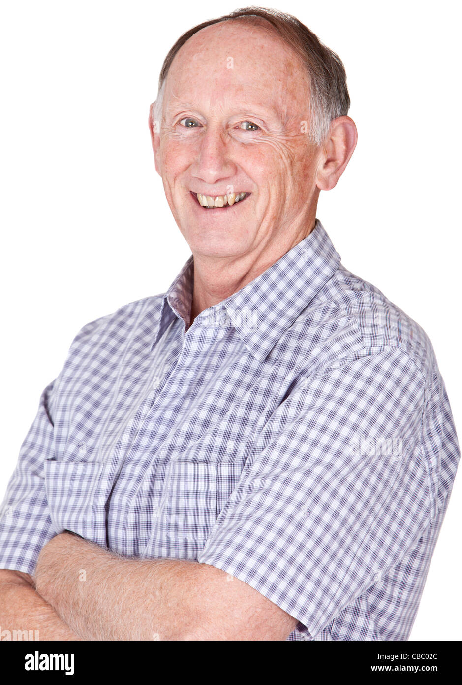 Happy senior male studio portrait on white background Stock Photo - Alamy