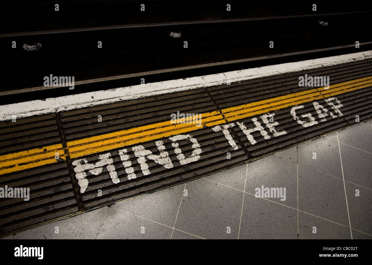 Mind the gap, warning in the London underground Stock Photo - Alamy