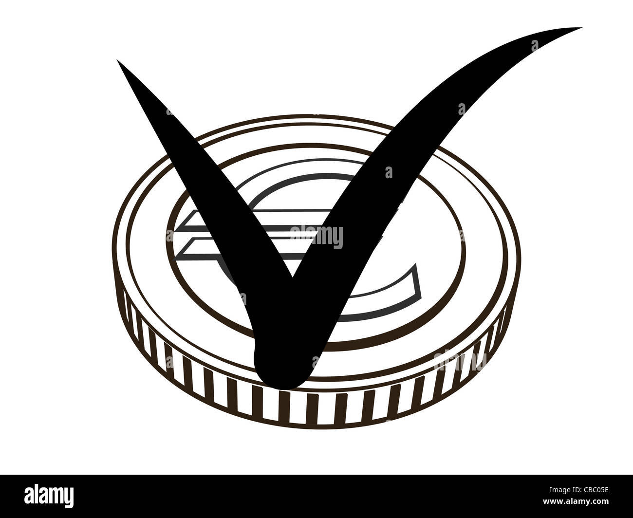 Euro coin with a check mark OK Stock Photo - Alamy