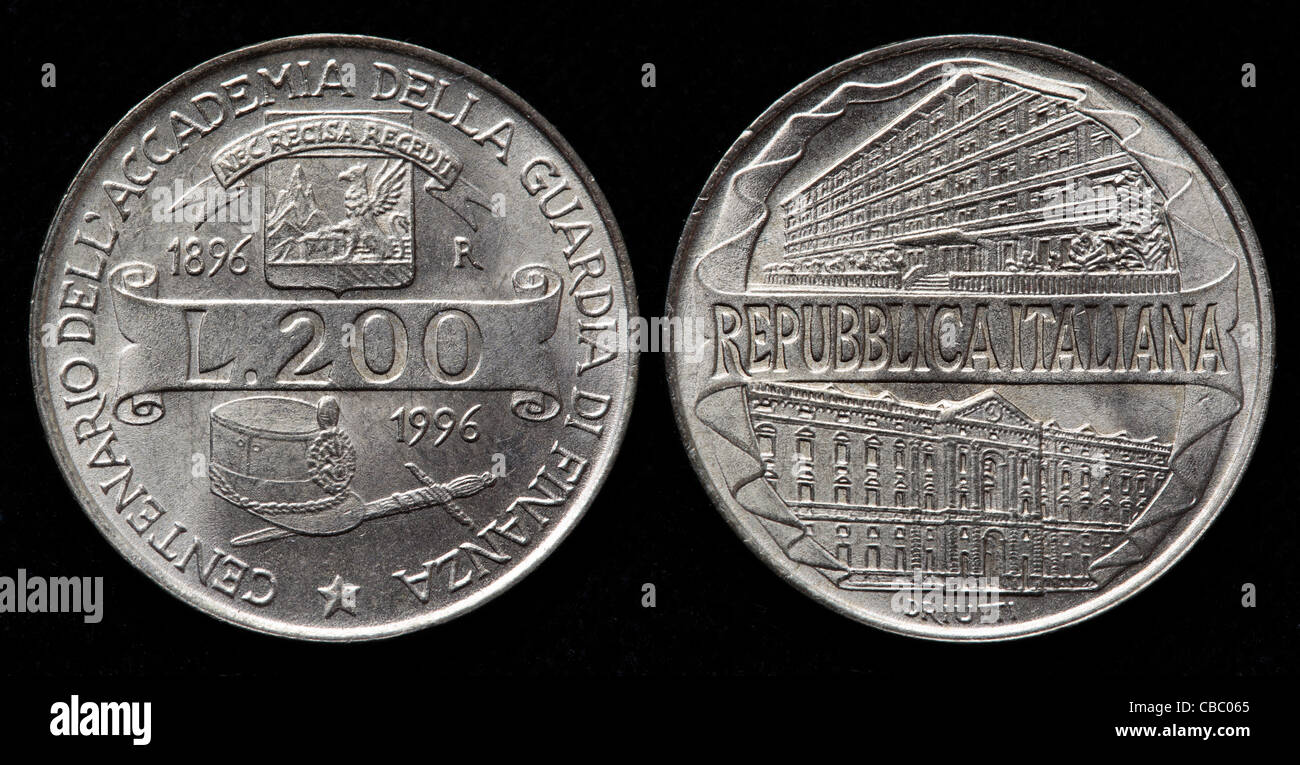 200 Lire coin, Italy, 1996 Stock Photo - Alamy