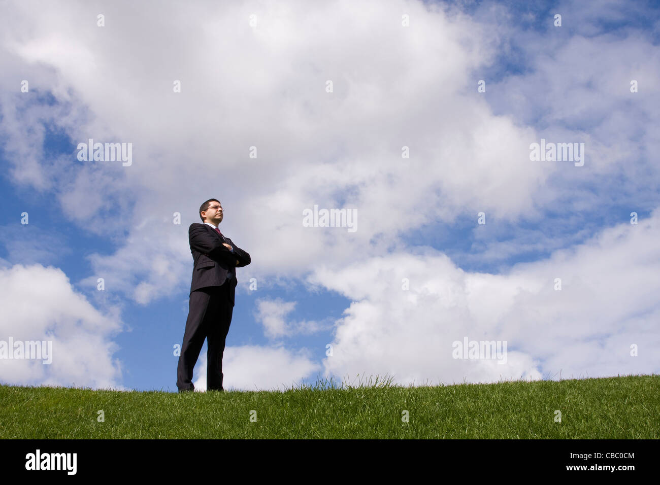 a successful businessman showing that he is powerful Stock Photo - Alamy