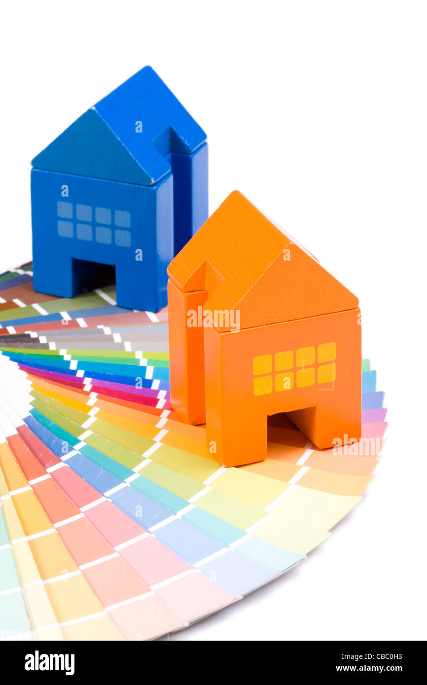 background colorful palette with a toy house Stock Photo - Alamy