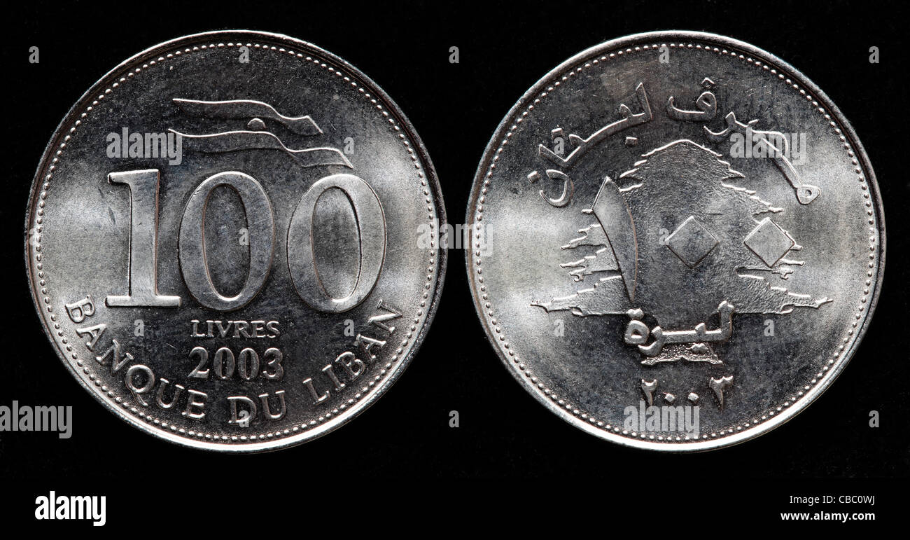 100 Livres coin, Lebanon, 2003 Stock Photo - Alamy