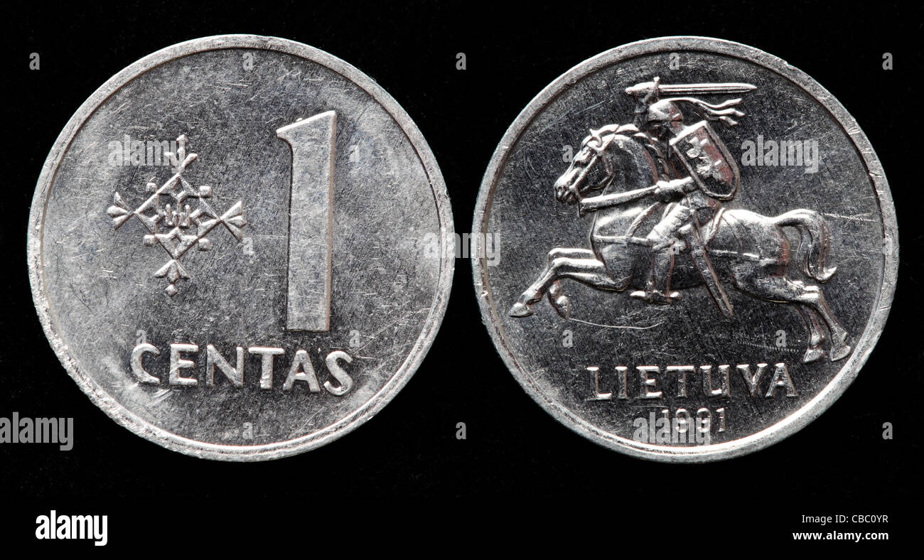 1 Centas coin, Lithuania, 1991 Stock Photo - Alamy