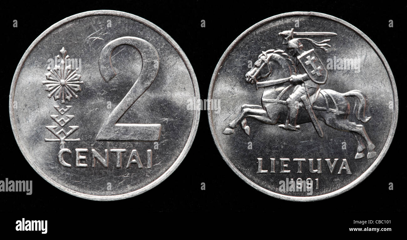 2 centai coin, Lithuania, 1991 Stock Photo - Alamy