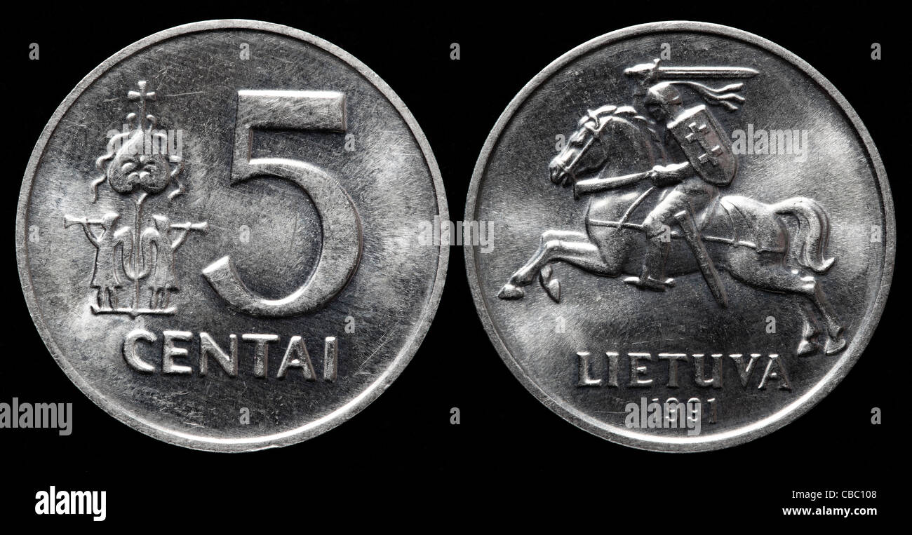 5 centai coin, Lithuania, 1991 Stock Photo - Alamy