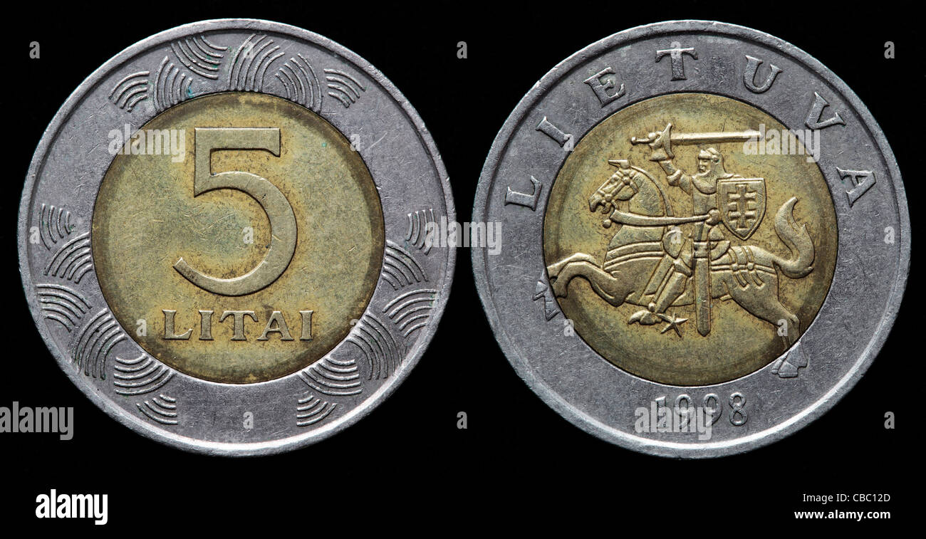 5 Litai coin, Lithuania, 1998 Stock Photo - Alamy