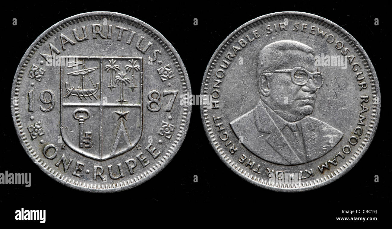 1 Rupee coin, Mauritius, 1987 Stock Photo - Alamy