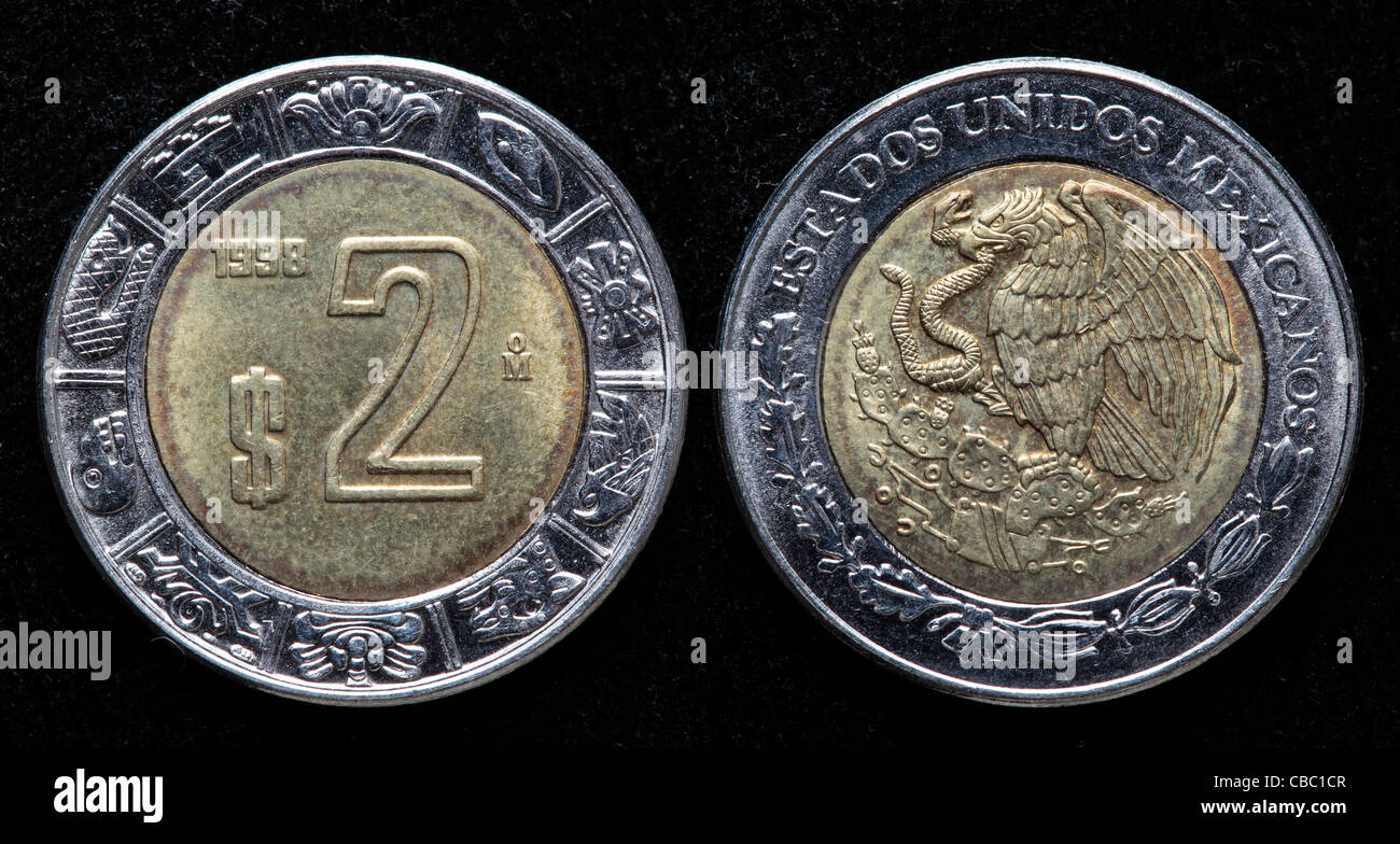 2 pesos coin, Mexico, 1998 Stock Photo - Alamy