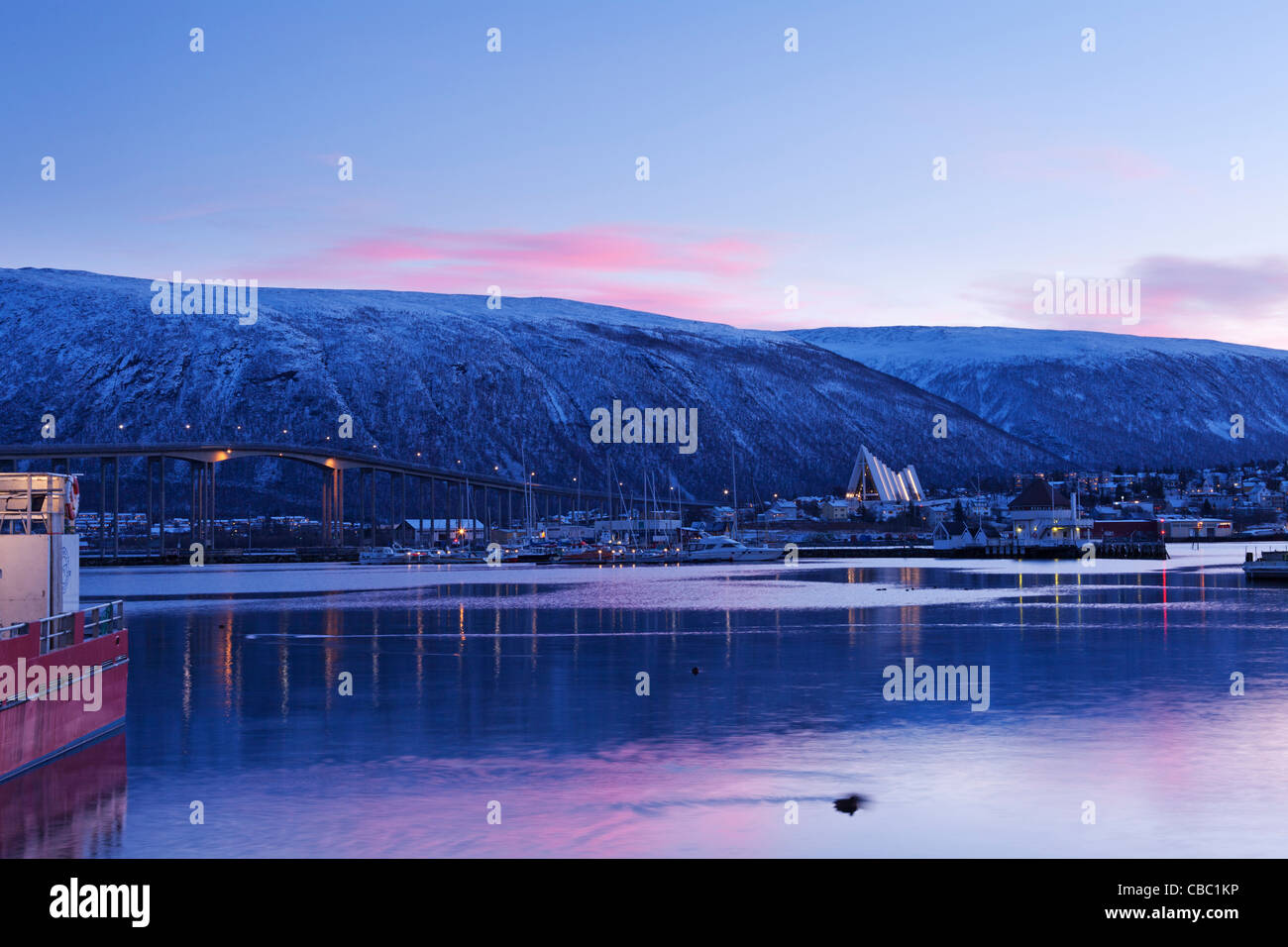 Morning view of Tromsbrua or the Tromsø bridge Stock Photo - Alamy