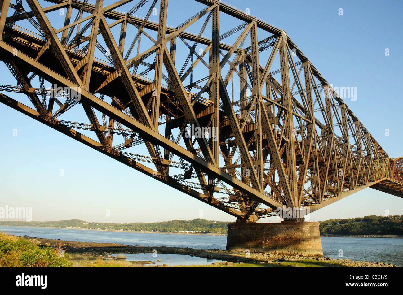 The historic Pont du Quebec and the St Lawrence River Stock Photo - Alamy
