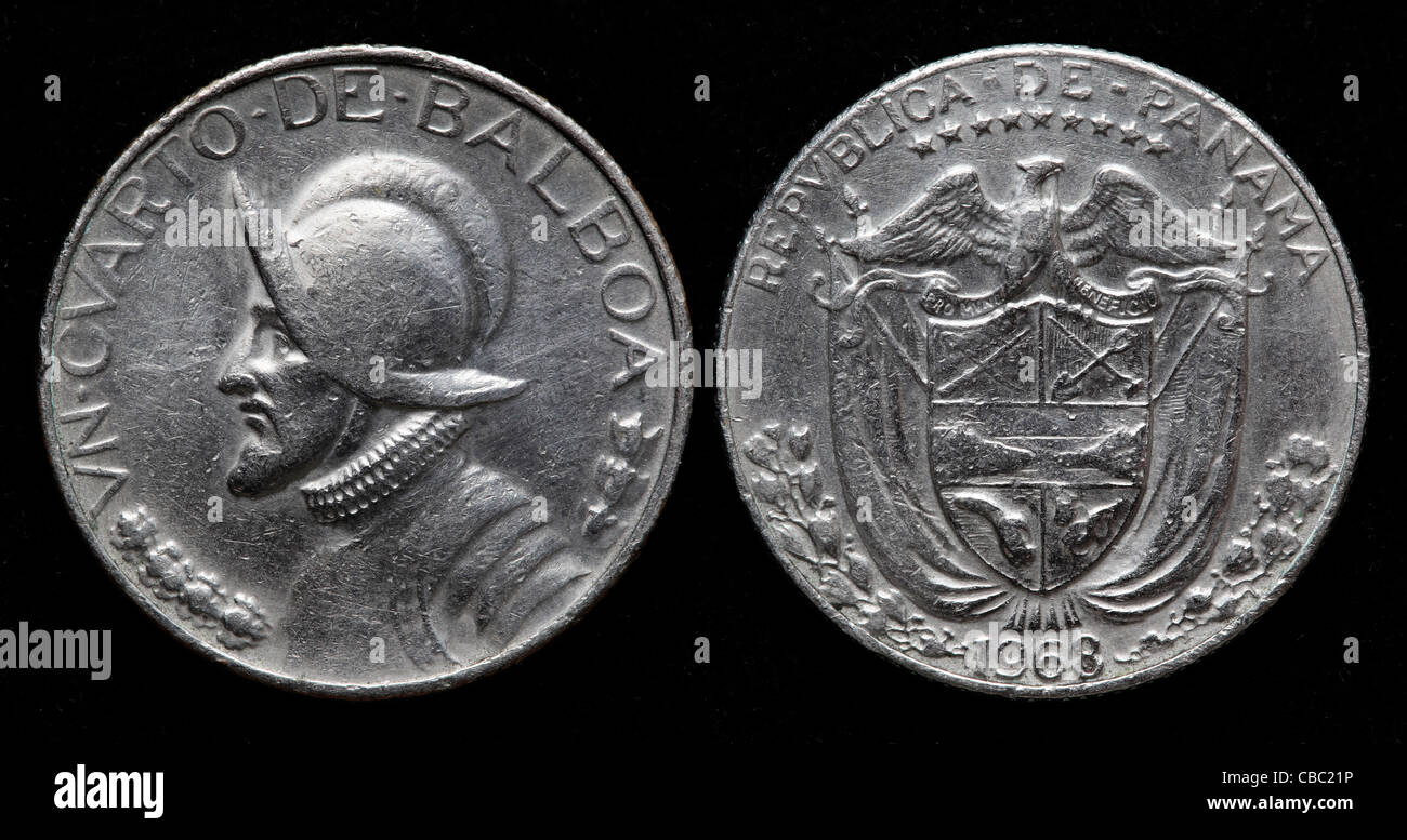 Quarto Balboa coin, Panama, 1968 Stock Photo - Alamy