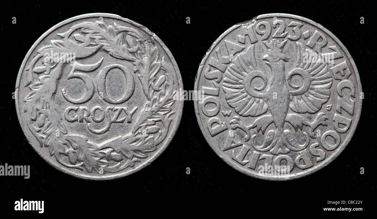 50 Groszy coin, Poland, 1923 Stock Photo - Alamy