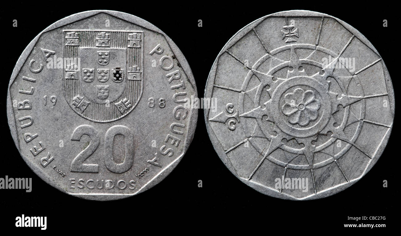 20 Escudos coin, Portugal, 1988 Stock Photo - Alamy