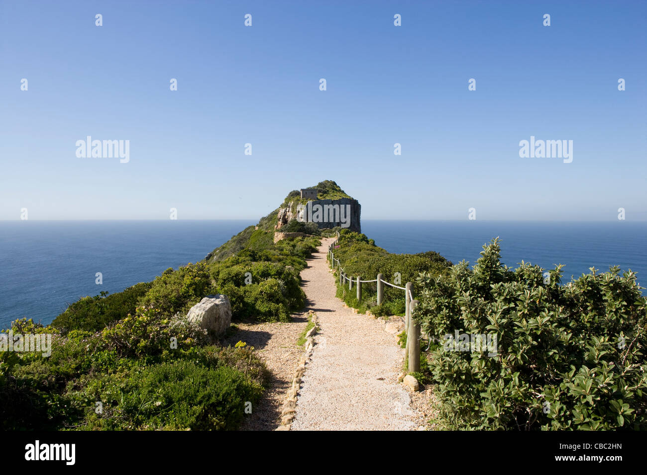Cape of Good Hope: view to the end of Cape Point with observation post ...