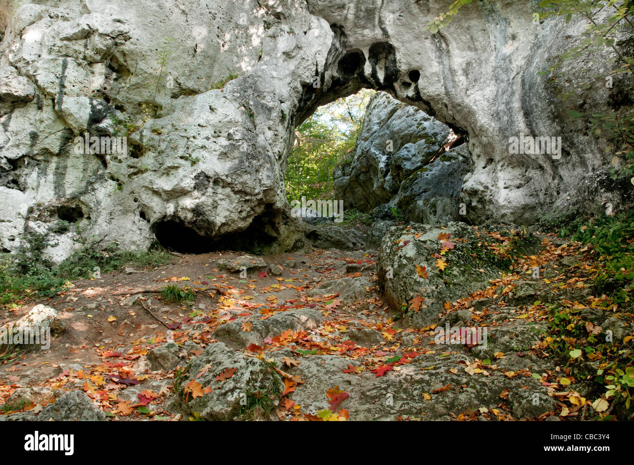 Limestone gate in autumn Stock Photo - Alamy