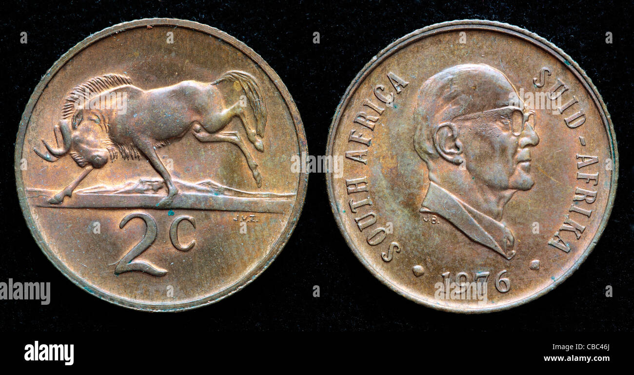 2 cents coin, South Africa, 1976 Stock Photo - Alamy