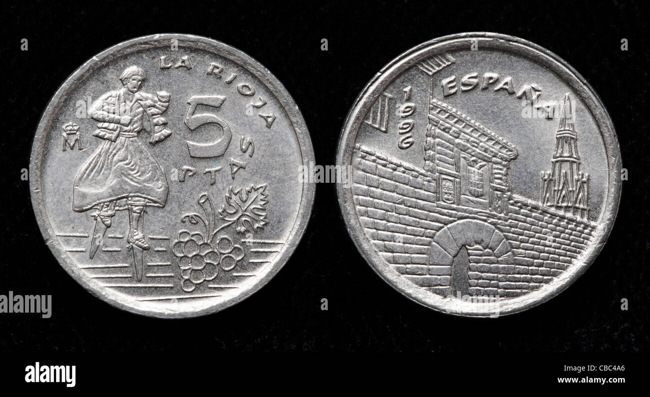 5 pesetas coin, Spain, 1996 Stock Photo - Alamy