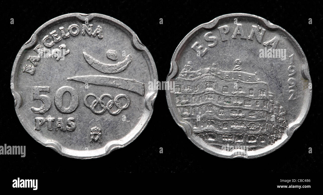 50 pesetas coin, Spain, 1992 Stock Photo - Alamy