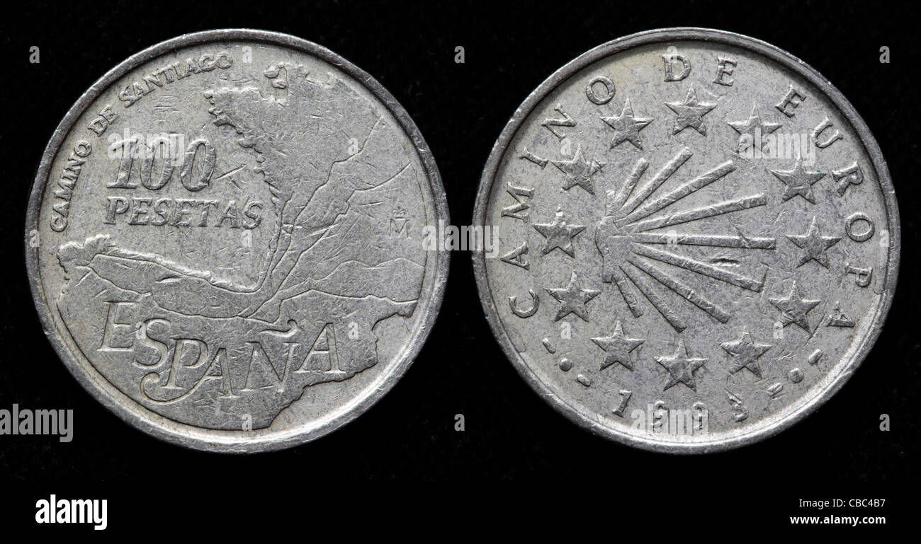 100 Pesetas coin, Spain, 1993 Stock Photo - Alamy
