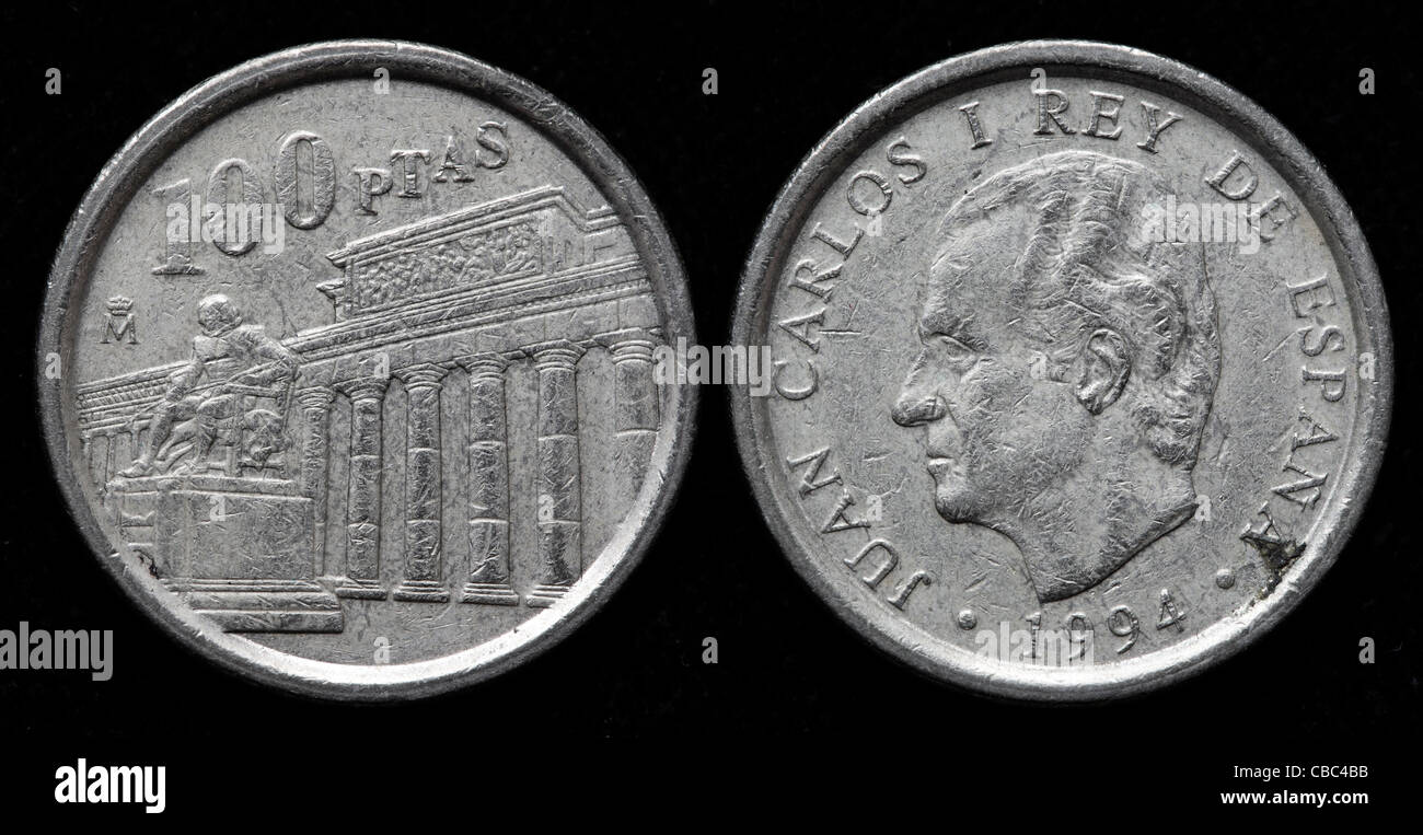 100 Pesetas coin, Spain, 1994 Stock Photo - Alamy
