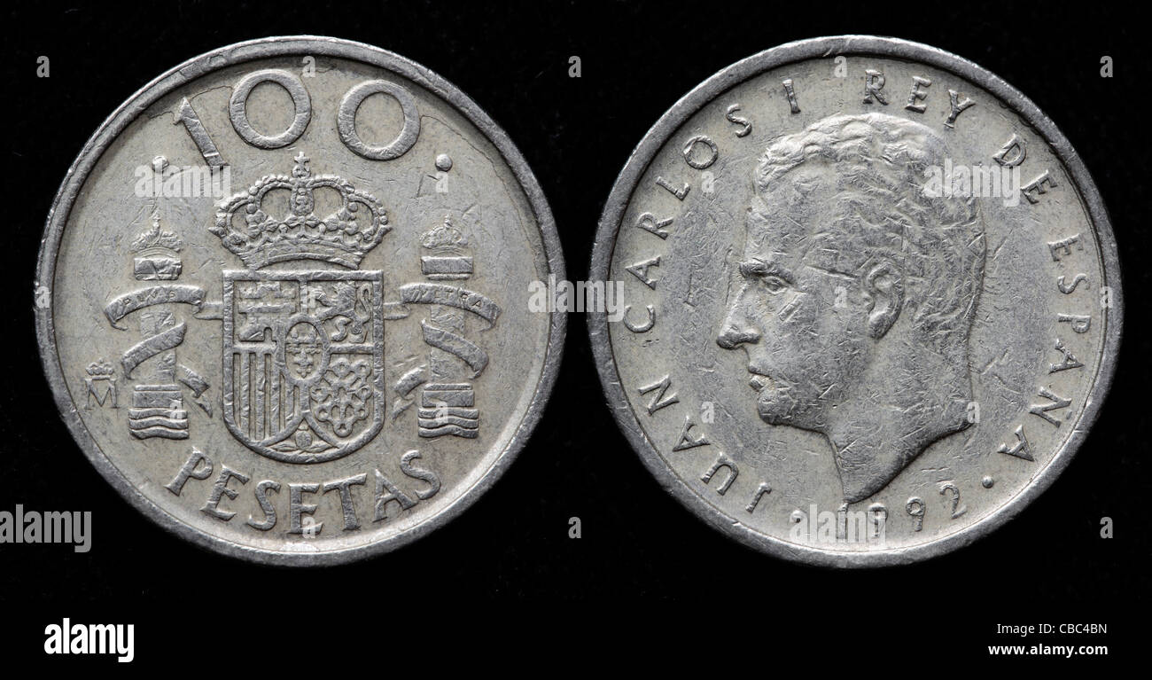 100 Pesetas coin, Spain, 1992 Stock Photo - Alamy