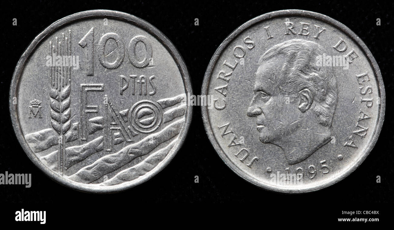 100 Pesetas coin, Spain, 1995 Stock Photo - Alamy