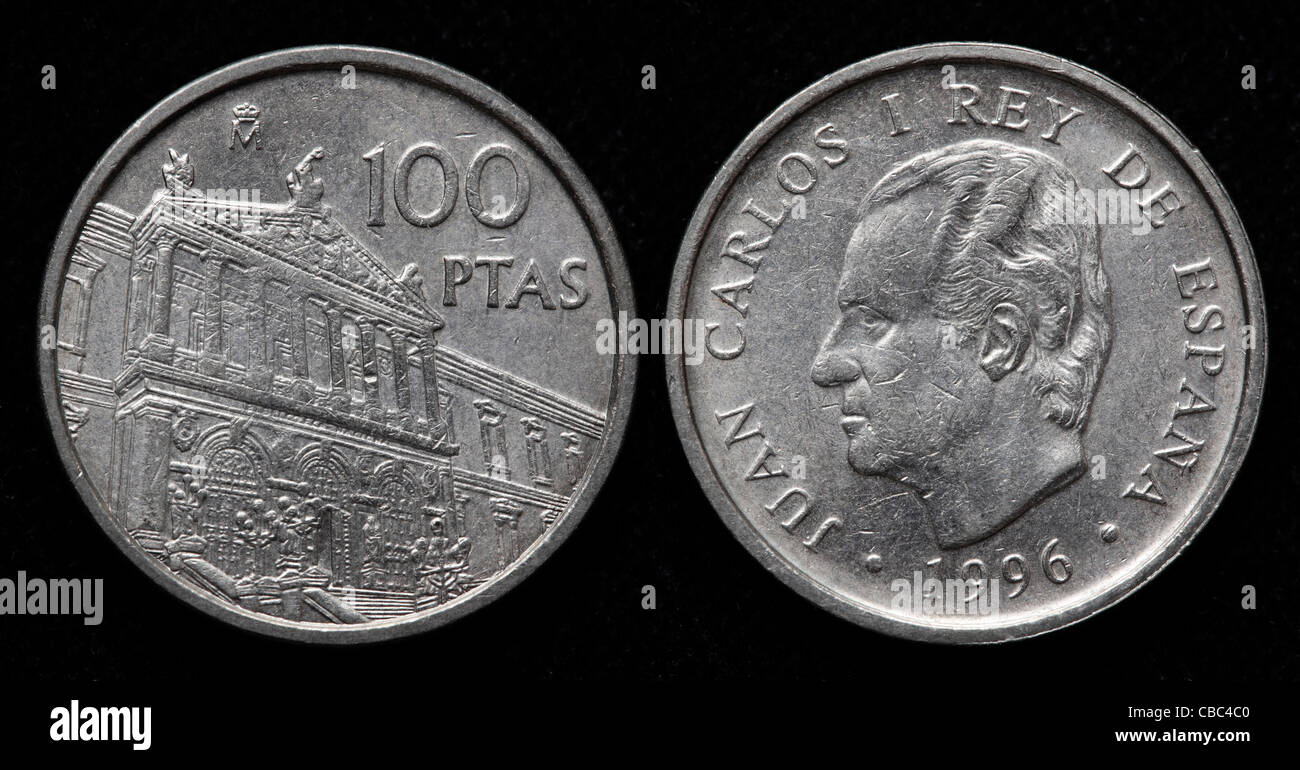 100 Pesetas coin, Spain, 1996 Stock Photo - Alamy