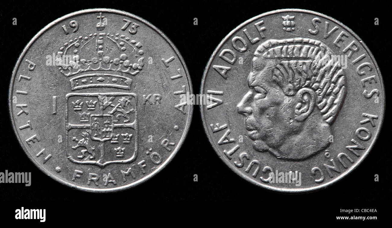 1 Krona coin, Sweden, 1973 Stock Photo - Alamy