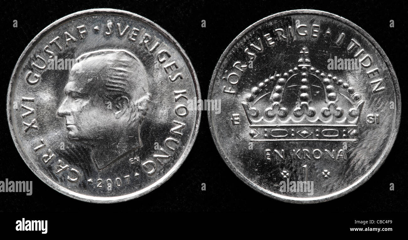 1 Krona coin, Sweden, 2007 Stock Photo - Alamy