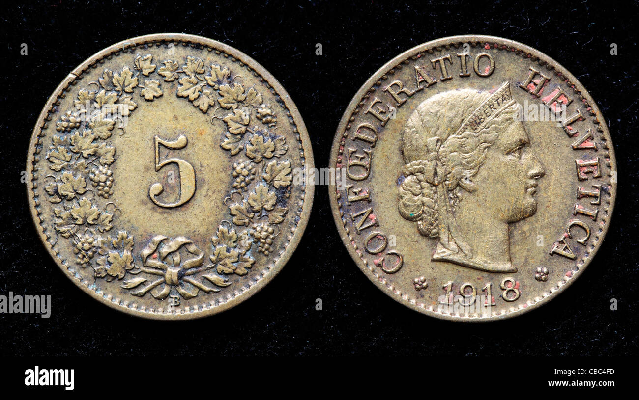 5 Rappen coin, Switzerland, 1918 Stock Photo - Alamy