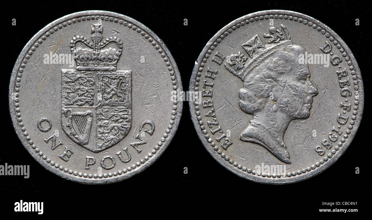 1 pound coin, UK, 1988 Stock Photo - Alamy