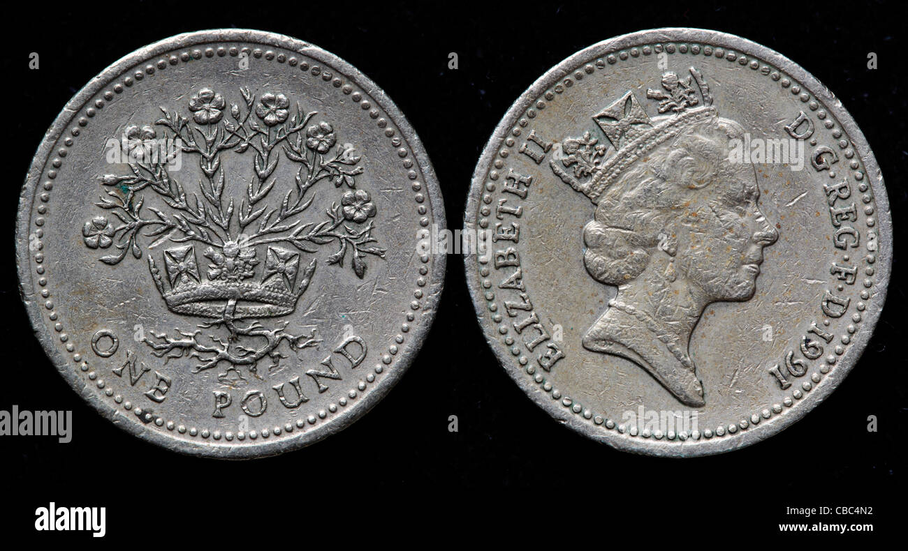 1 pound coin, UK, 1991 Stock Photo - Alamy